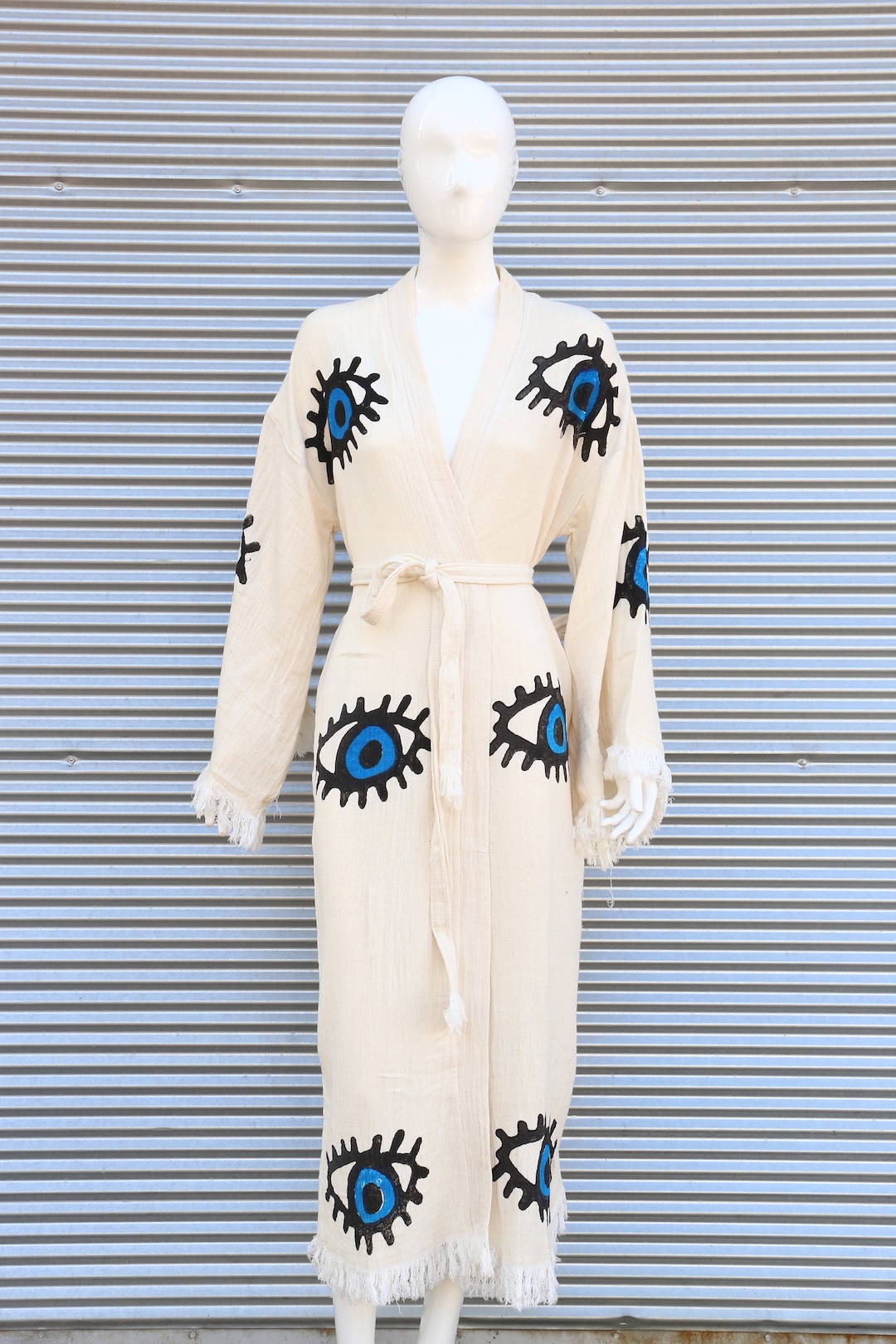 Evil Eye Soft Kimono, Turkish Bathrobe, Turkish Towel Robe, Organic ...