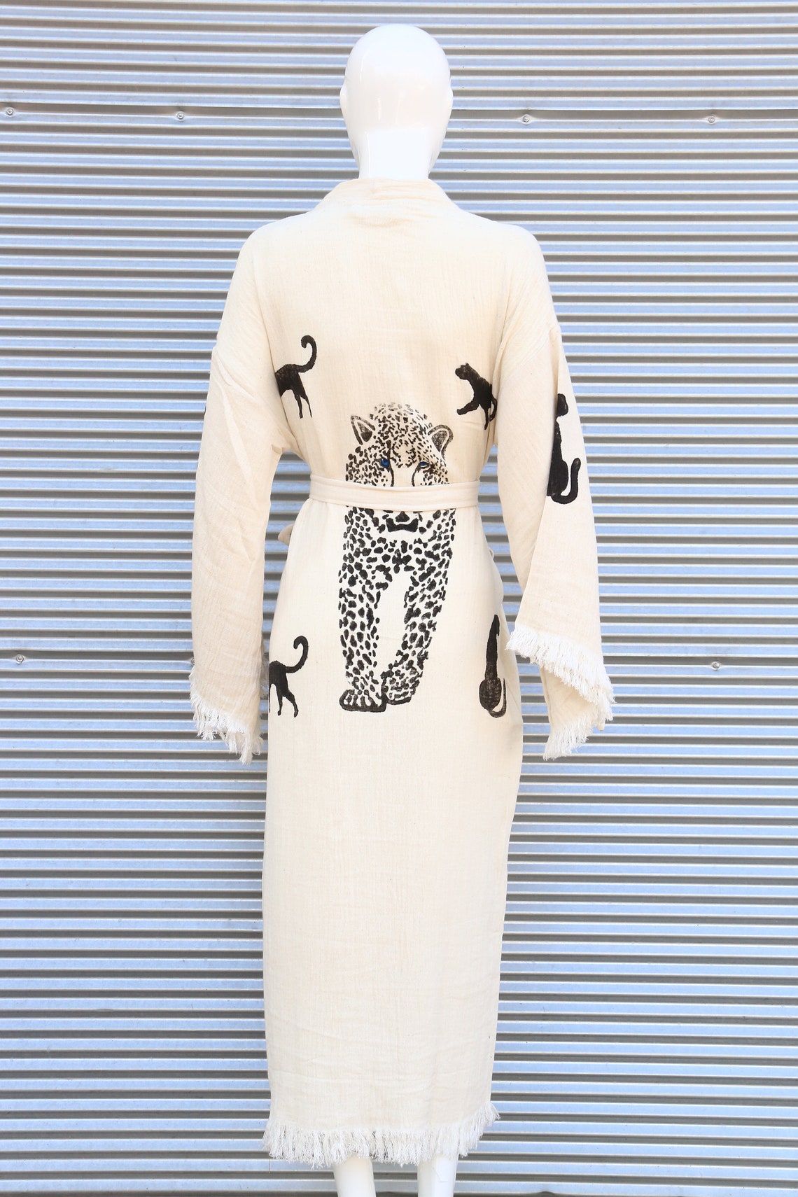 Turkish Bathrobe, Turkish Towel Robe, Organic Housecoat, Tiger Design ...