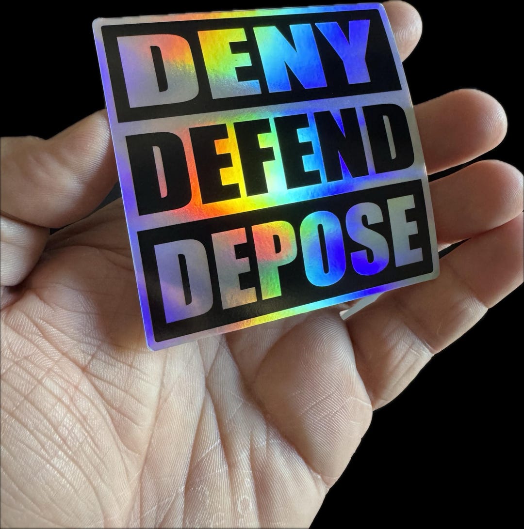 Deny Defend Depose Holographic Sticker Decal, Car, Window, Laptop ...