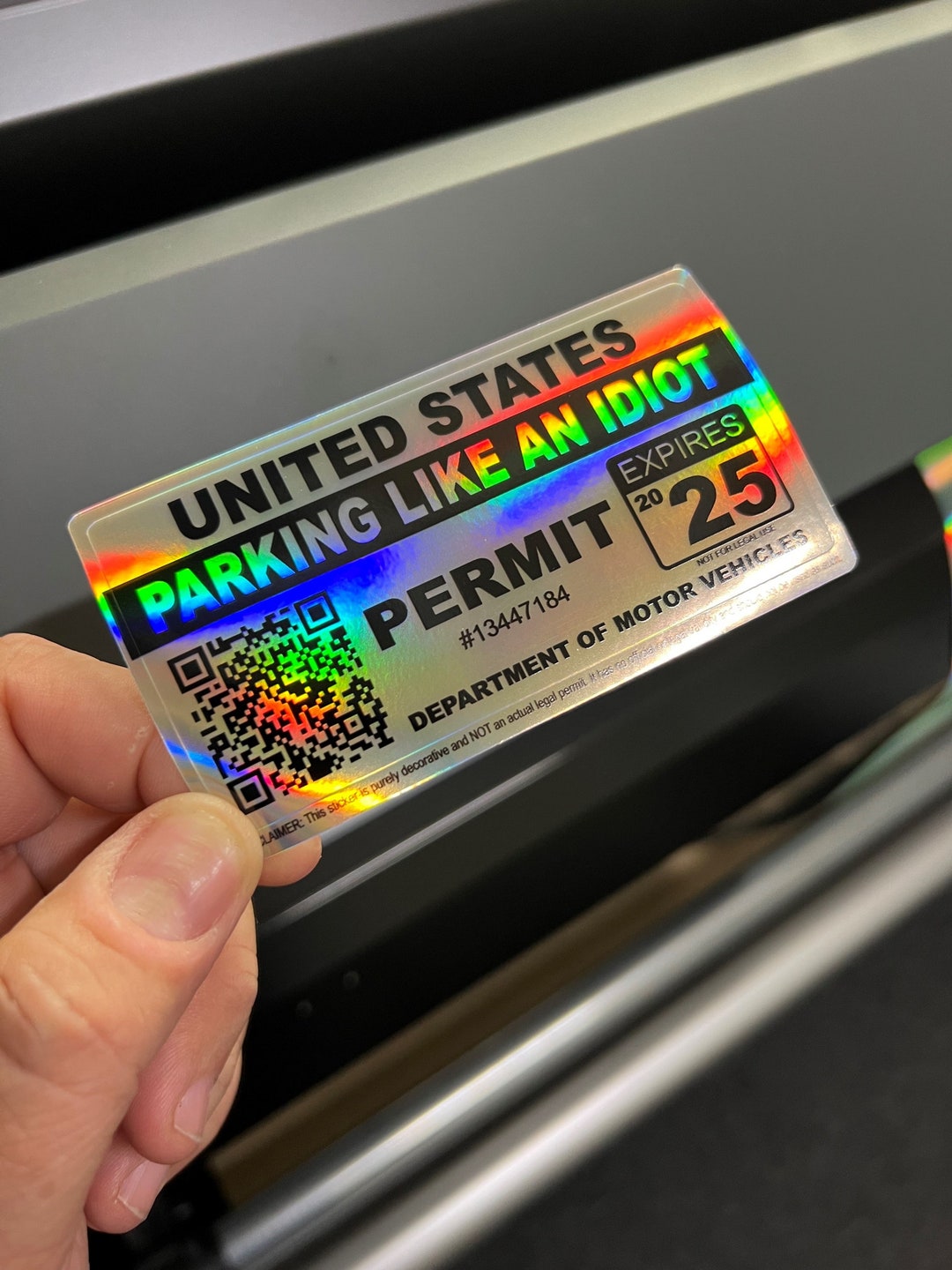 2027 Parking Like an Idiot Permit Holographic Vinyl Car Sticker Decal ...