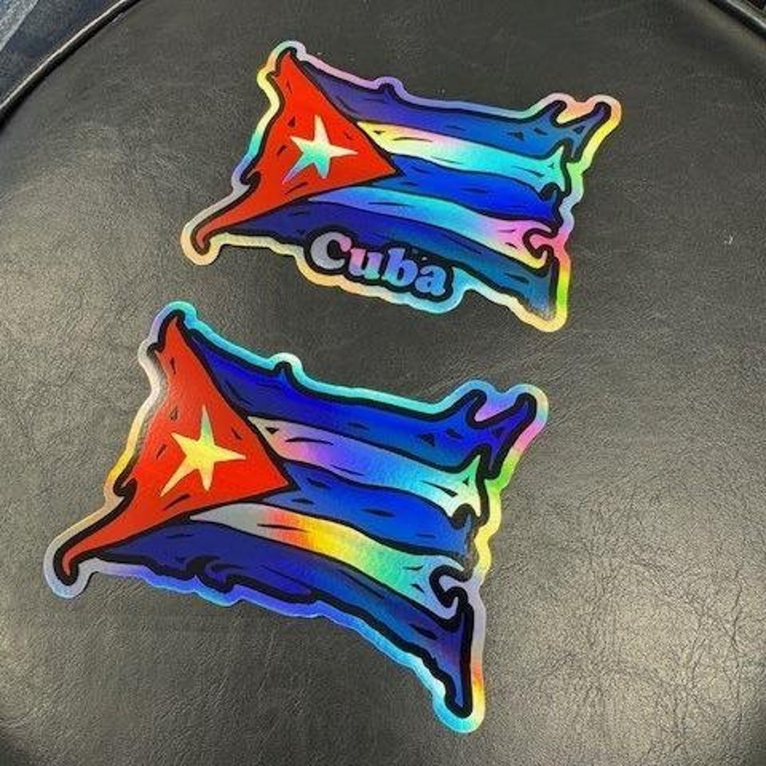 Cuba Rustic Holographic Flag Sticker Decal 5" - Etsy