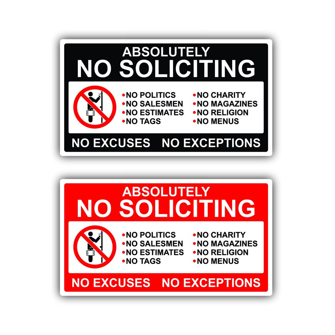 No Soliciting Sticker, Decal for Office, Shop, Restaurant - Etsy