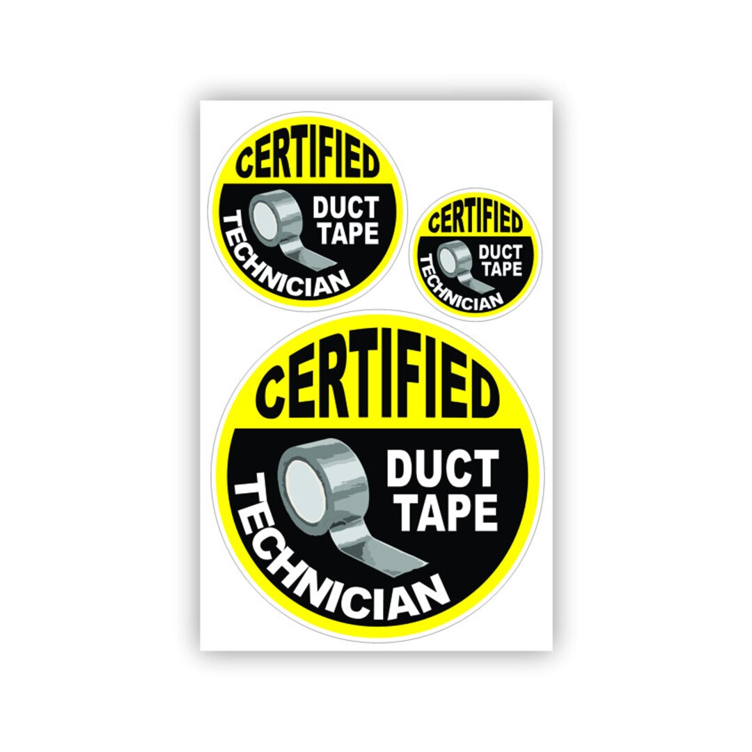Certified Duct Tape Technician pack of 3 , Hard Hat, Laptop, Water ...
