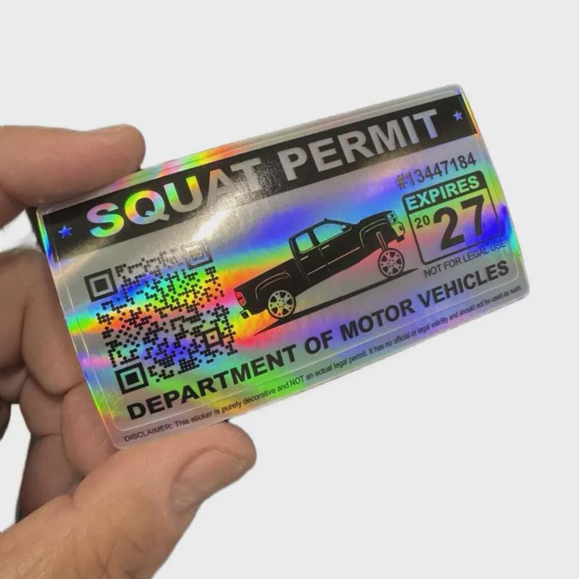 2027 Squat Permit Holographic Vinyl Car Sticker Decal - Etsy