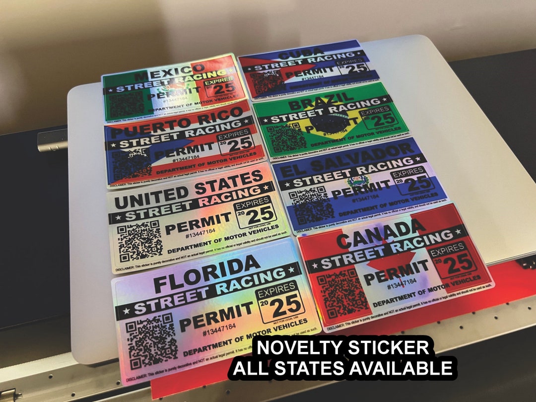 2027 Street Racing Permit Holographic Novelty Vinyl Car Decal All ...