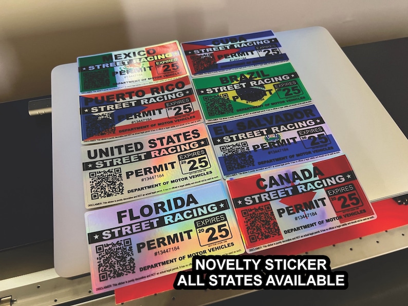 2027 Street Racing Permit Holographic Novelty Vinyl Car Decal All ...