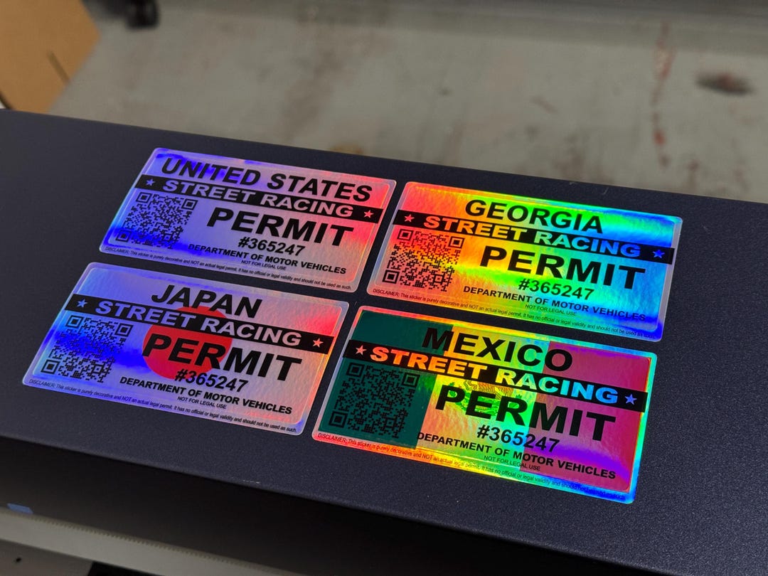 Street Racing Permit Holographic Novelty Vinyl Car Decal All States ...