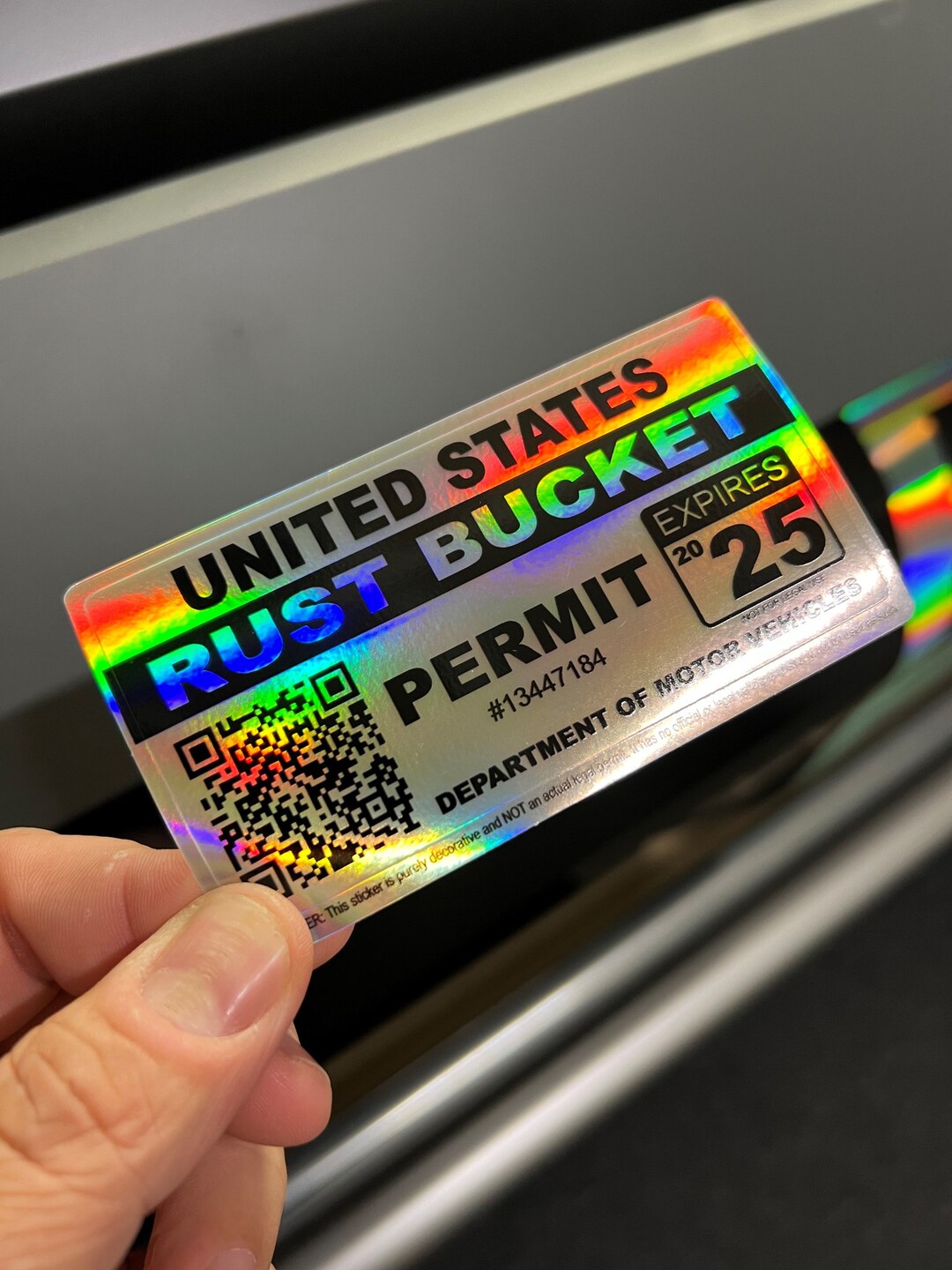 Rust Bucket Permit Holographic Vinyl Car Sticker Decal - Etsy