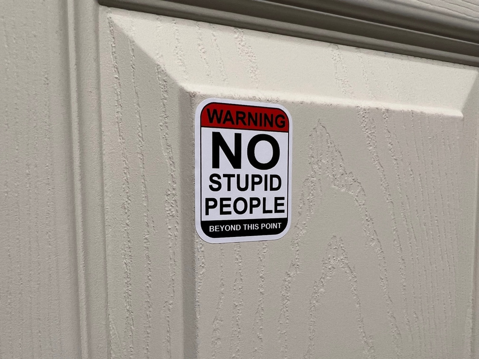 Warning No Stupid People Beyond This Point Sticker, Funny Decal - Etsy