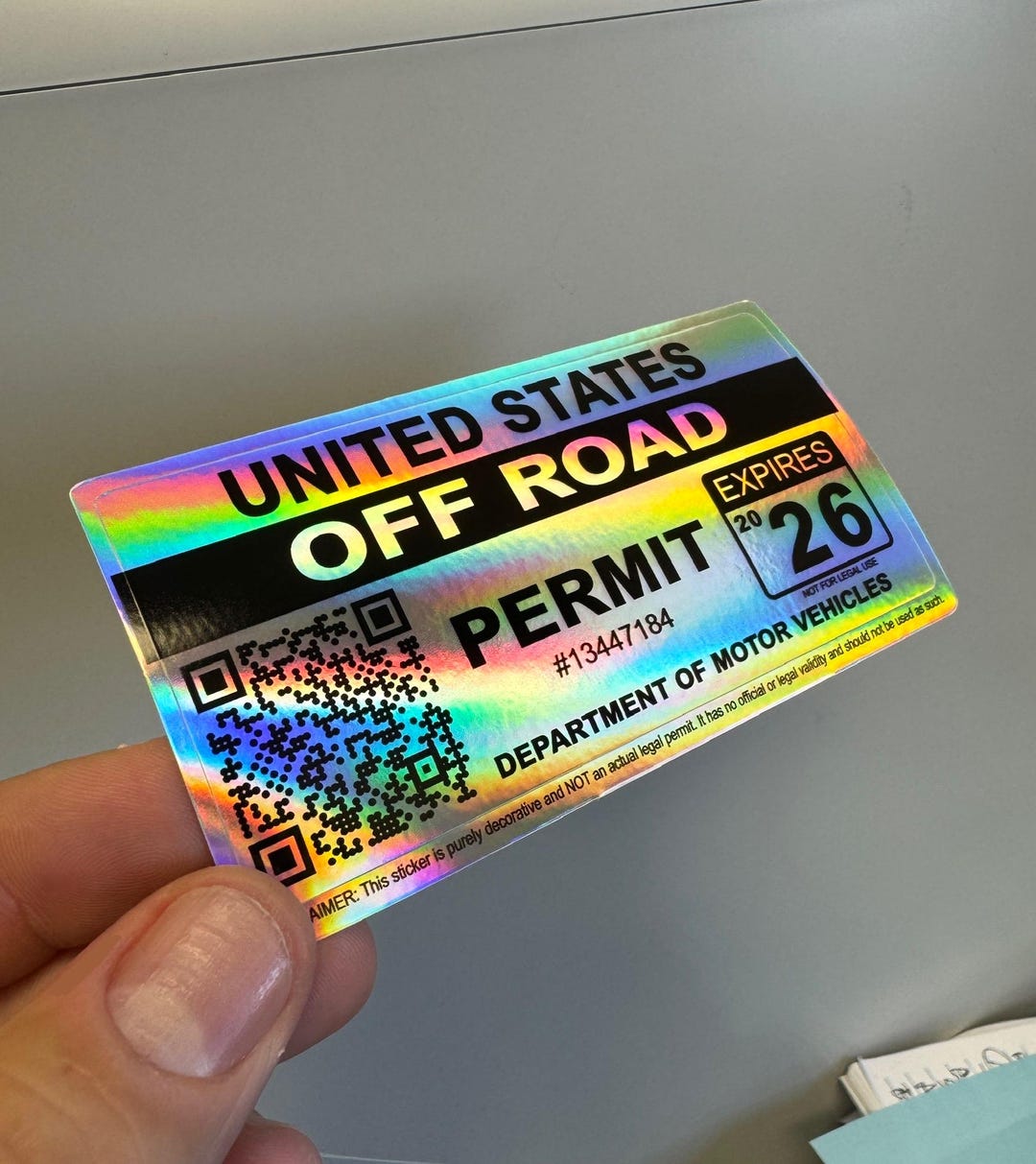 2027 off Road Permit Holographic Vinyl Car Sticker Decal - Etsy