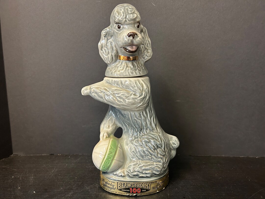 Vintage 1970 Jim Beam Penny the Grey Poodle With Ball Empty - Etsy