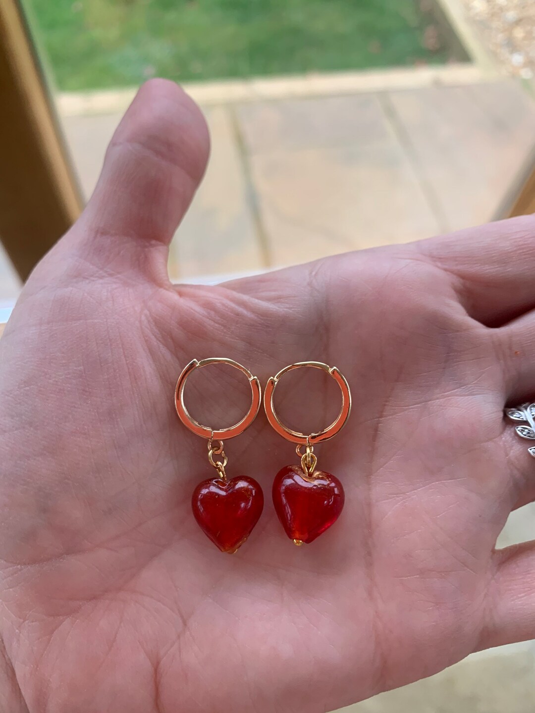 Murano Glass Heart Earrings; Red Heart Earrings; Glass Heart Earrings ...