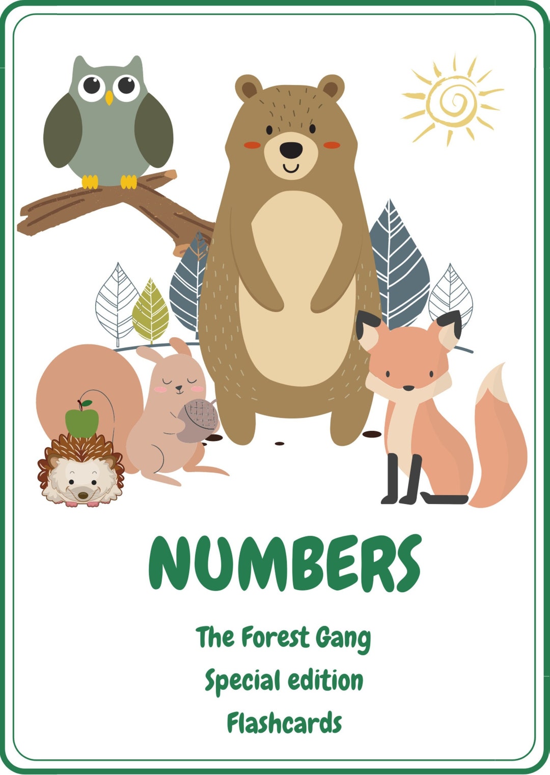 Numbers Flashcards Woodland Flashcards Woodland Numbers - Etsy
