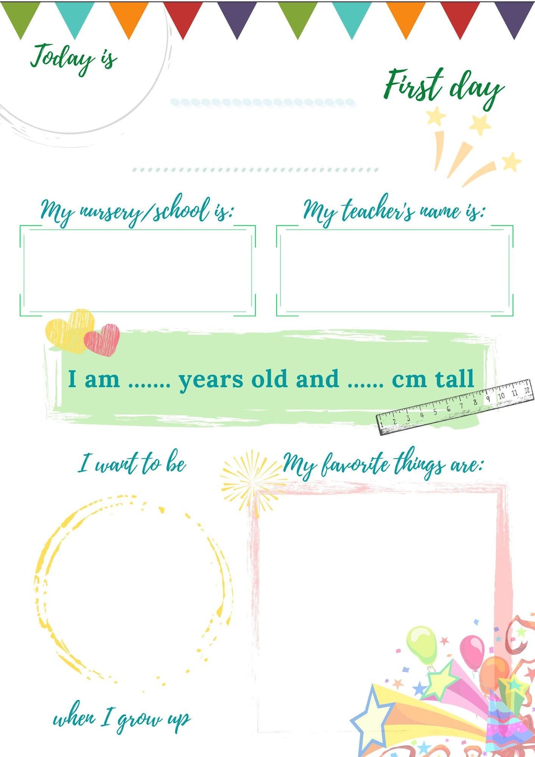 Printable Copy My First Day Board Green - Etsy Australia