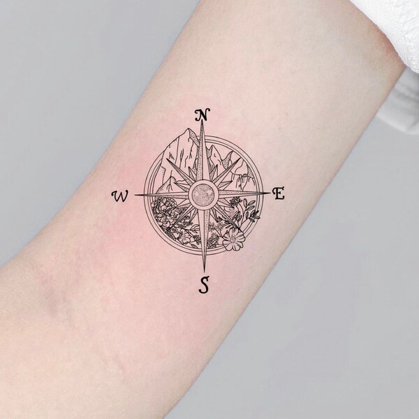 Temporary Compass Tattoo - Etsy