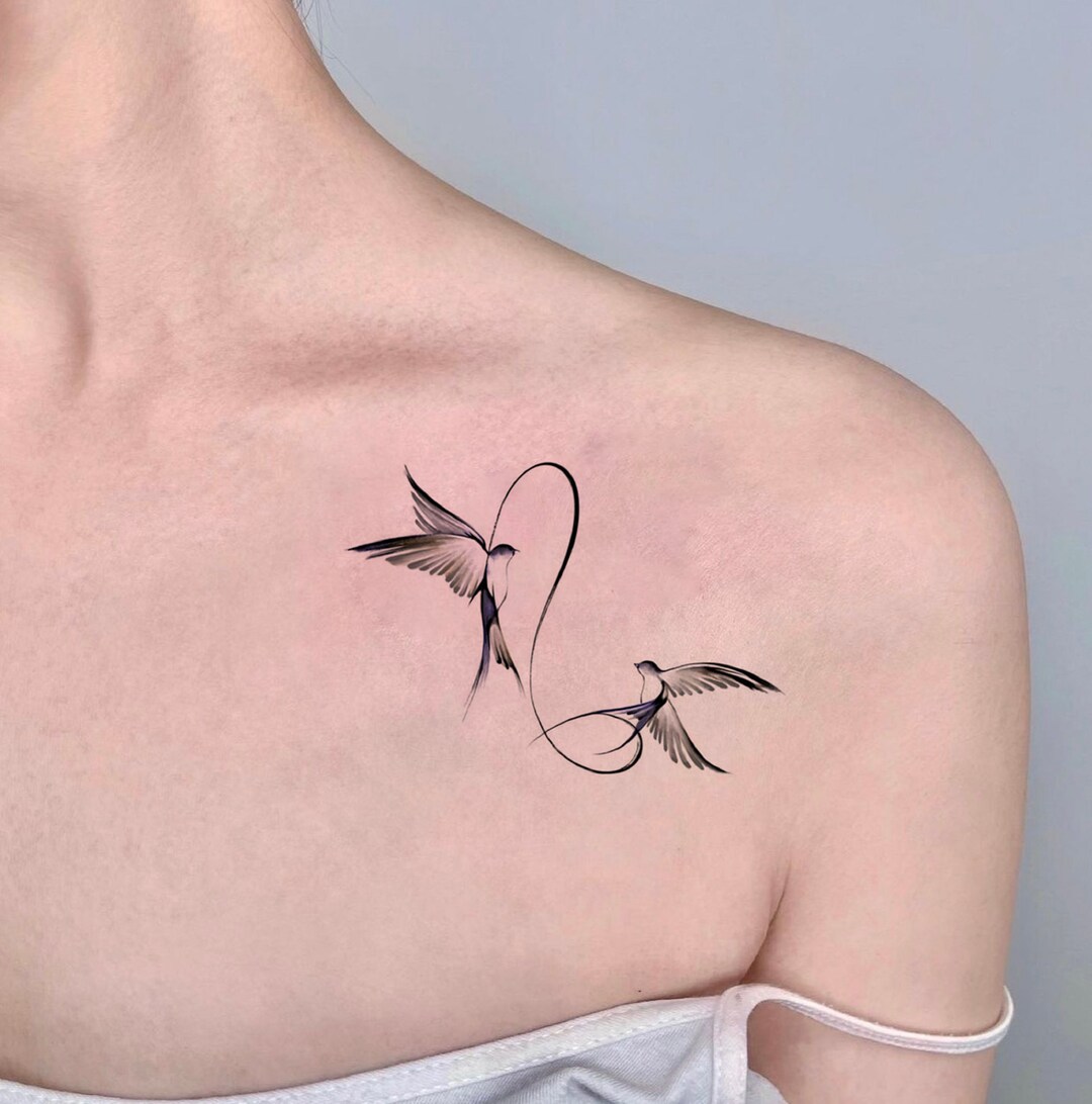 Pack Of 3 Tattoo Couple Sparrow Bird Temporary Tattoo Sparrow Fake Tattoo Tiny Tattoo