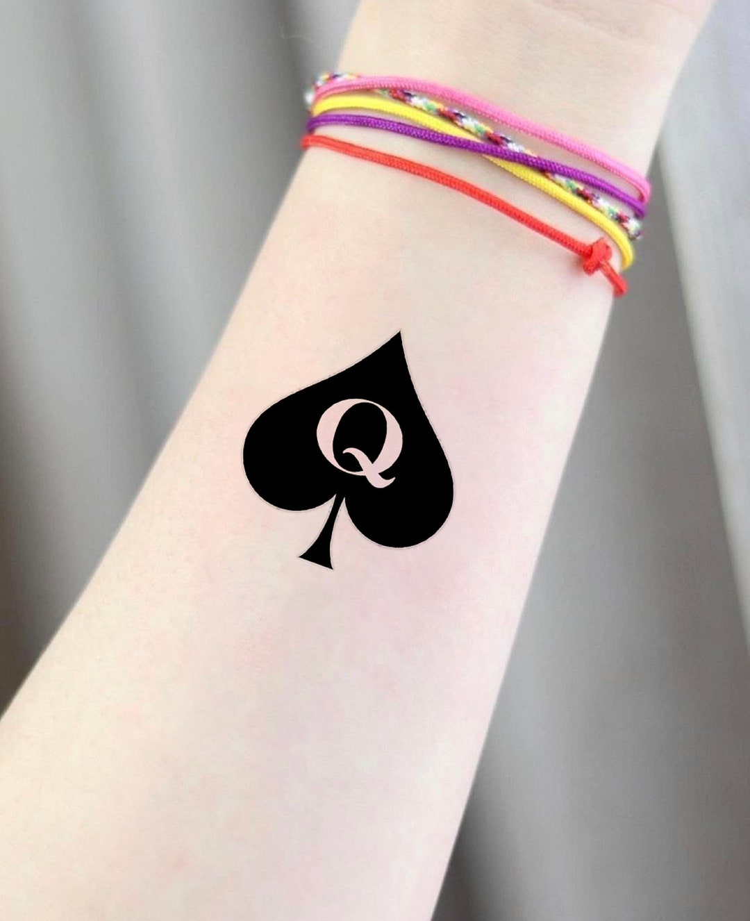 Queen Of Spades Temporary Tattoo Fake Tattoo Black Tattoo Tiny