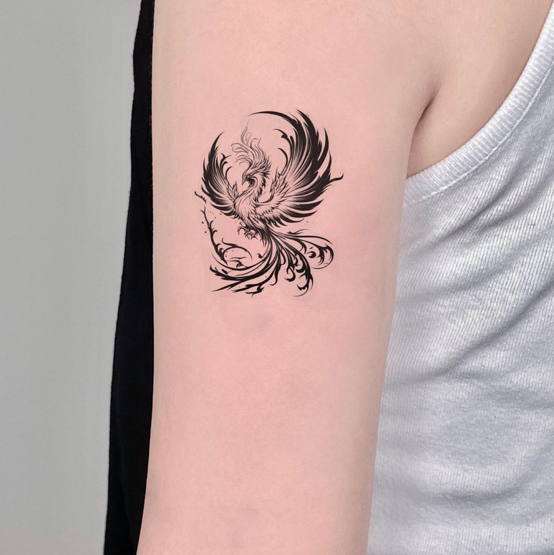 Phoenix Temporary Tattoo, Phoenix Rising Tattoo, Fake Tattoo, Black Tattoo, Tiny Tattoo ...