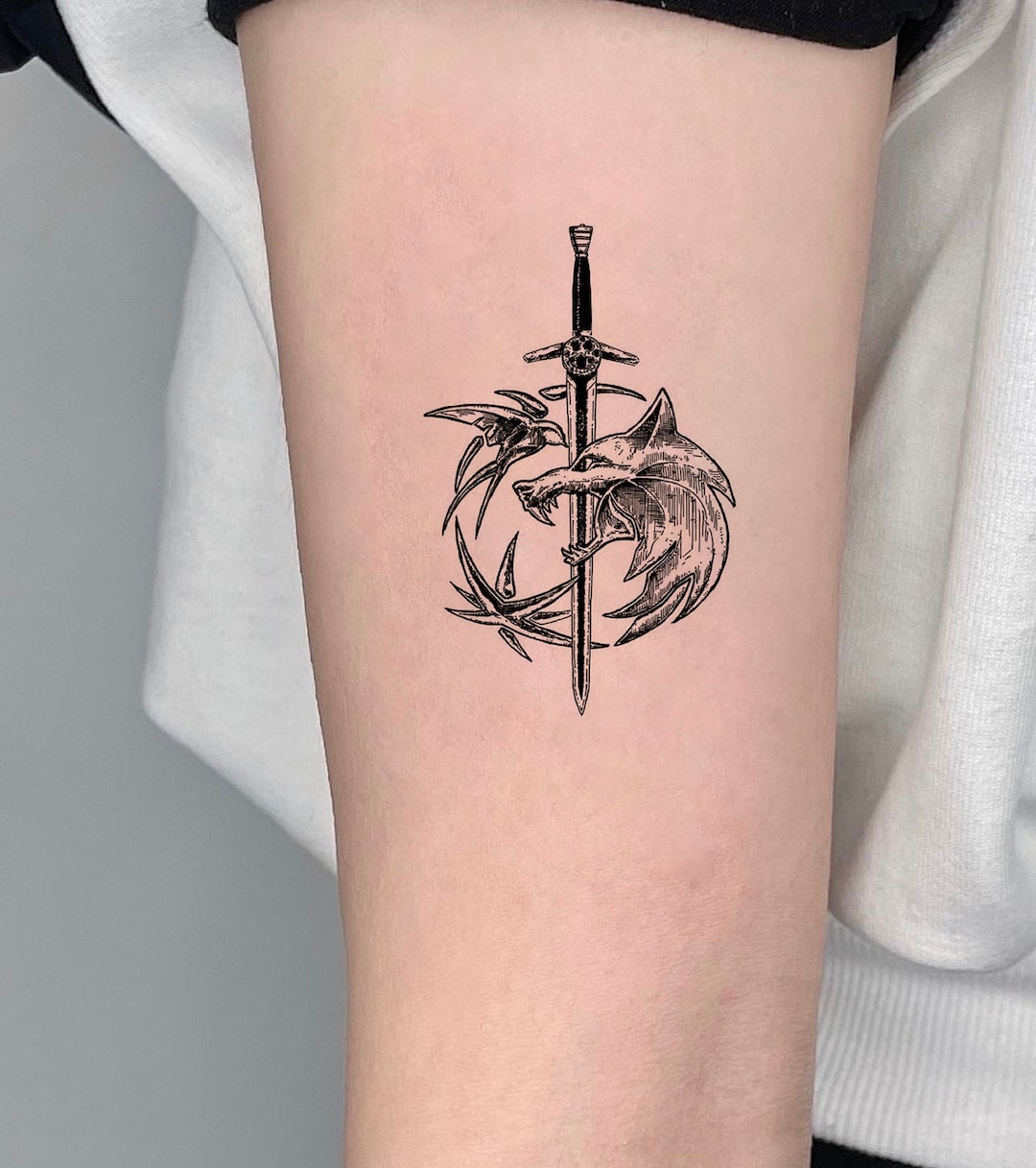 The Witcher Symbol Temporary Tattoo, Fake Tattoo, Black Tattoo, Tattoo ...