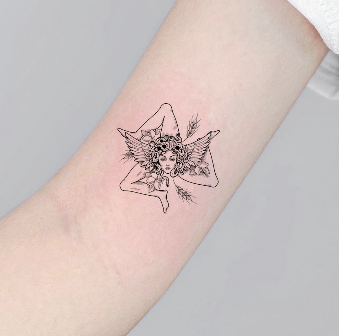 Medusa Trinacria Sicilian Flag, Temporary Tattoo, Tattoos for Women ...