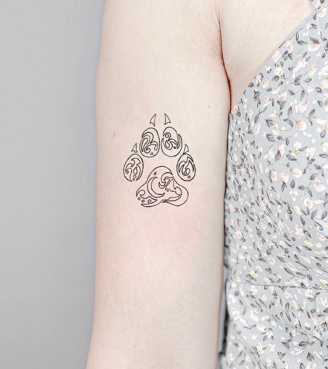Tribal Wolf Paw Temporary Tattoo, Fake Tattoo, Festival Tattoo ...