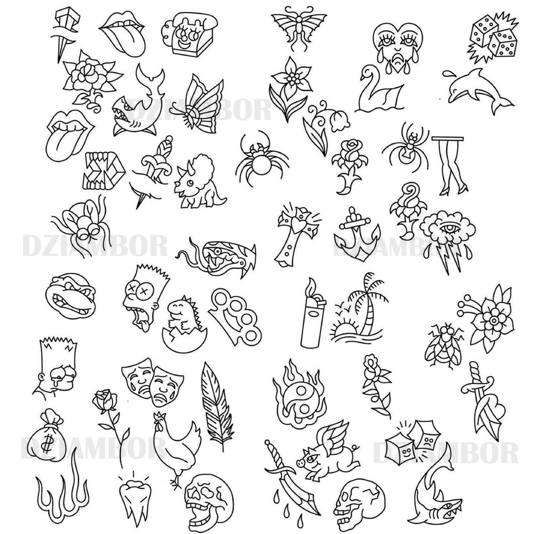 Temporary Tattoo Sheet, Mini Tattoo Trial, Black Tattoo, Flash Tattoo ...