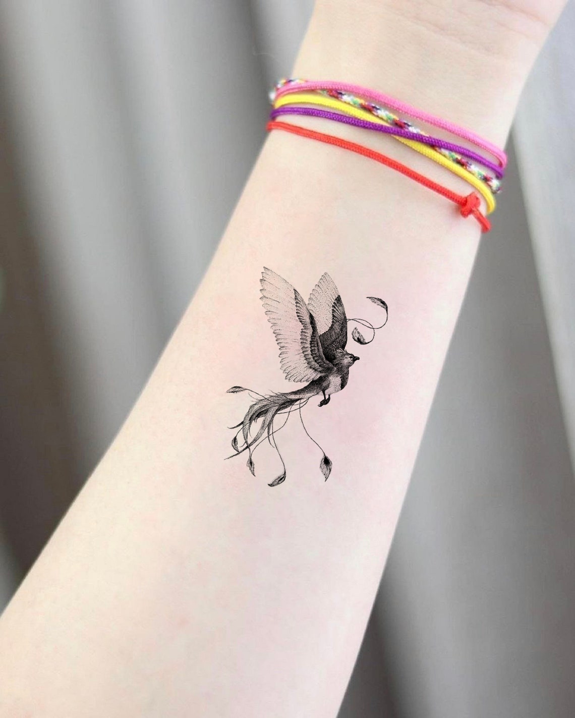 Phoenix With Flower Temporary Tattoo Phoenix Tattoo Fake - Etsy