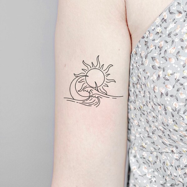 Sun Wave Tattoo - Etsy