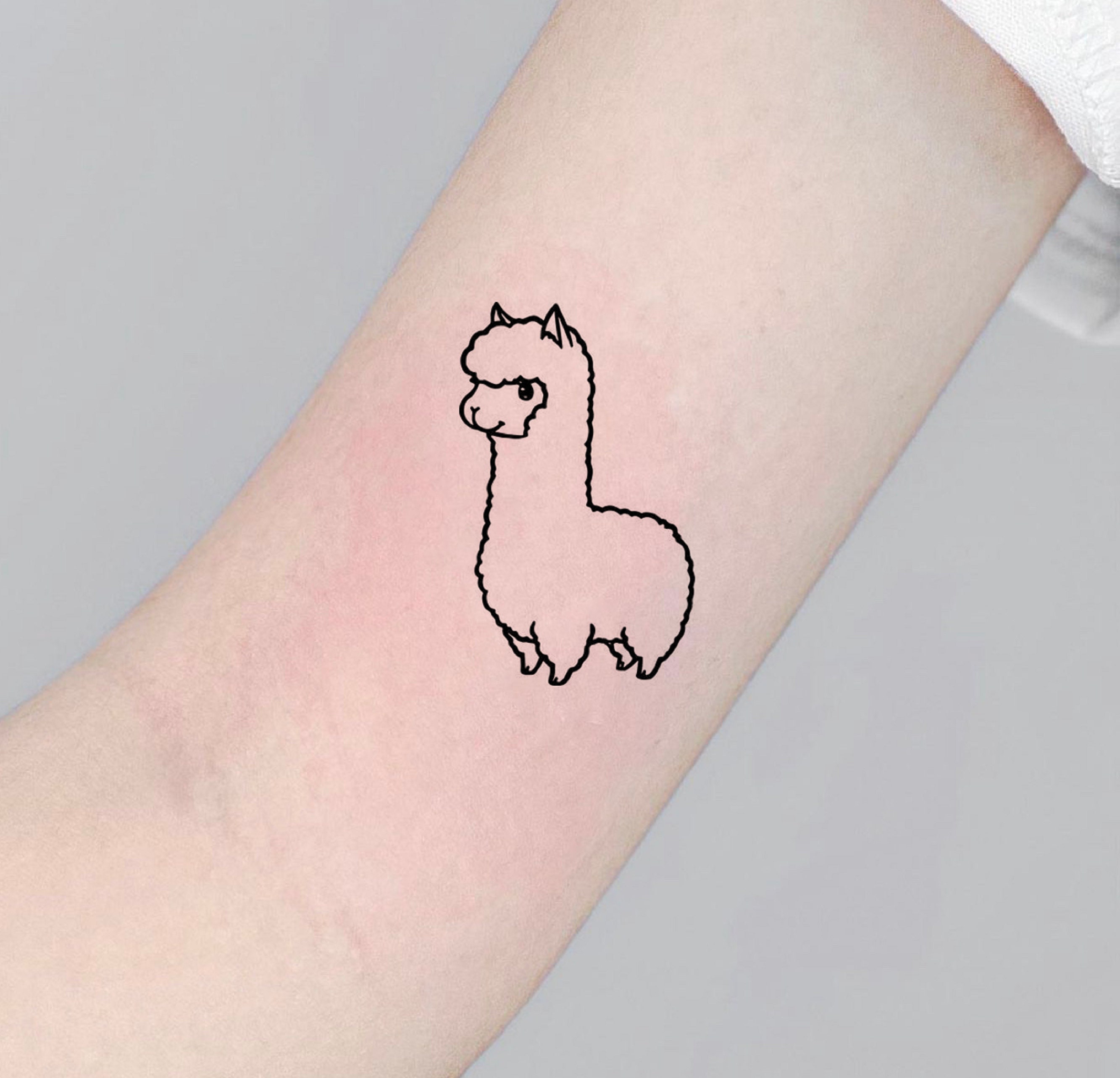 Llama Outline Tattoo