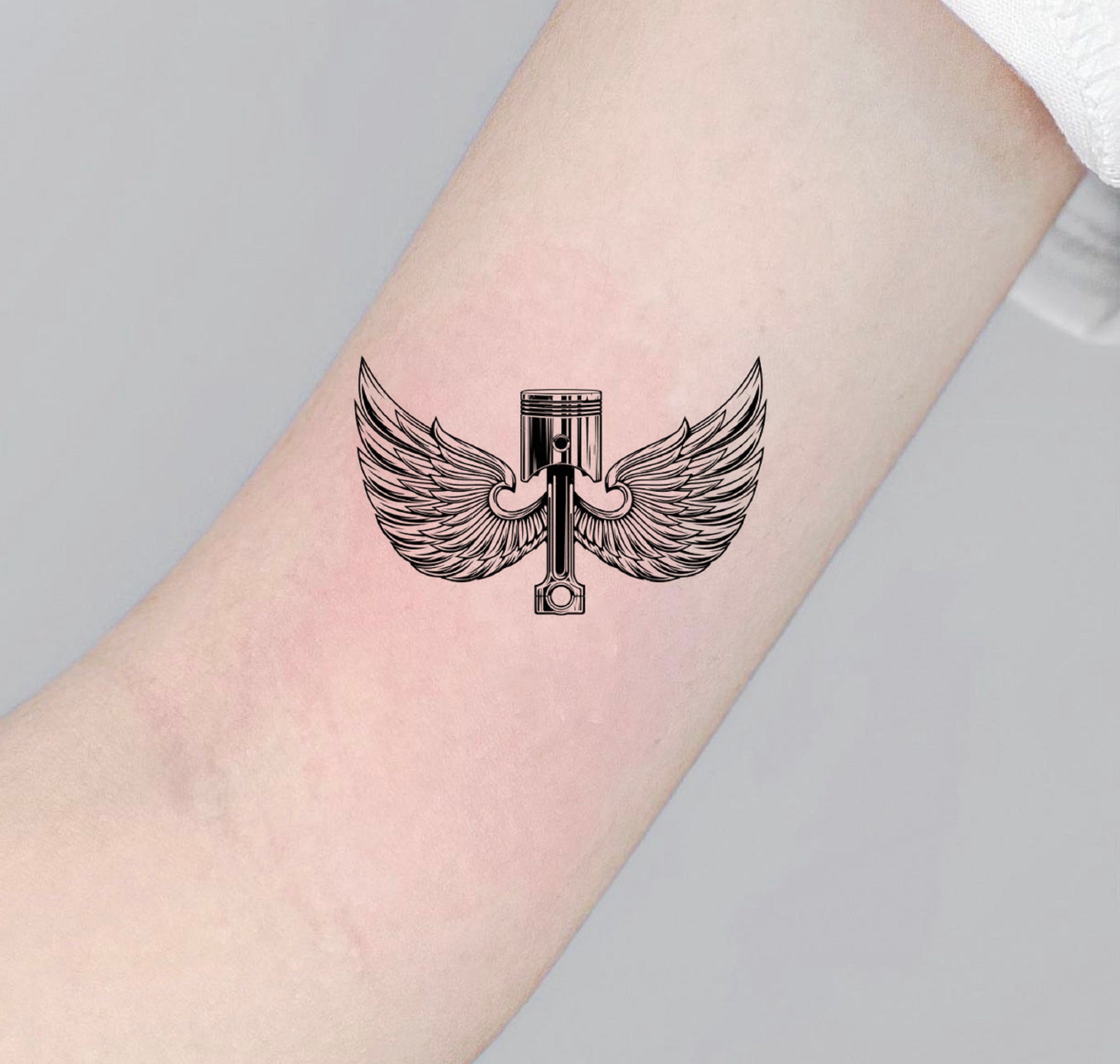 Flaming Piston Tattoo