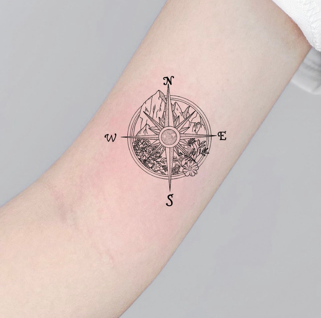 Compass Temporary Tattoo Arrow Tattoo Compass Tattoo Fake Tattoo Meaningful Tattoo Feminine