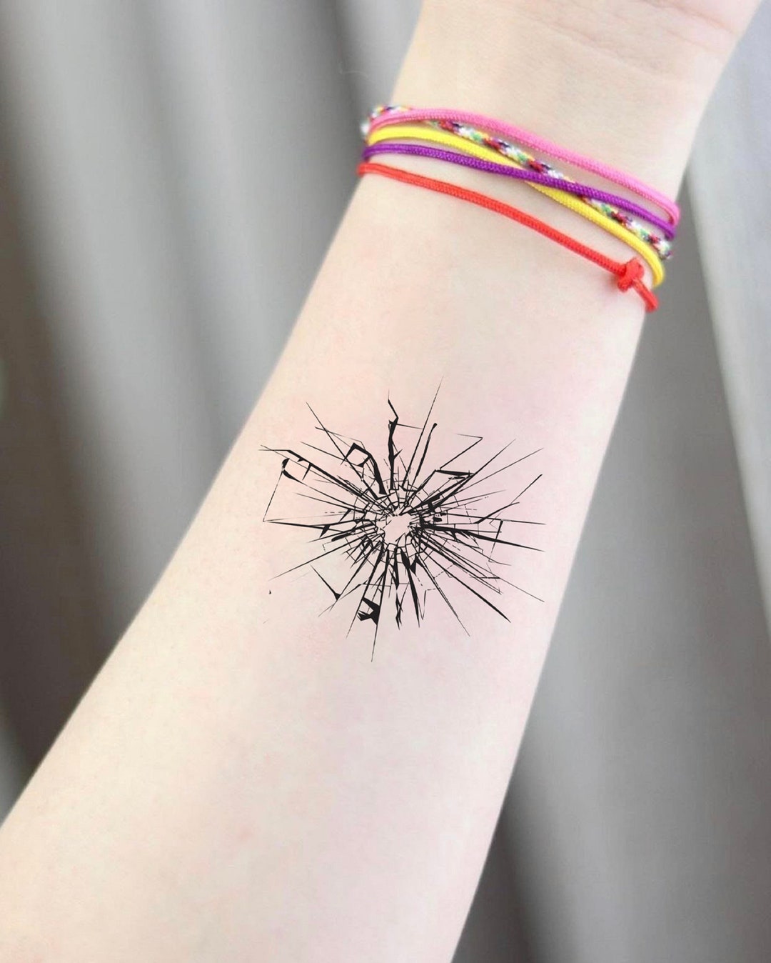 Cracked Glass Temporary Tattoo, Broken Glass Tattoo, Vintage Tattoo ...