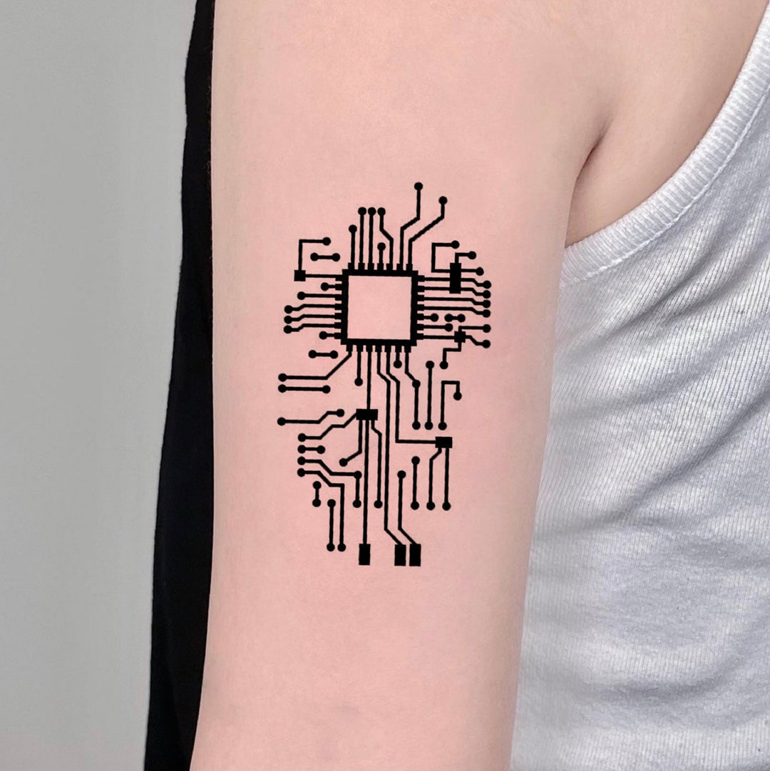 Pack Of 3 Circuit Board Temporary Tattoo Technical Circuit Fake Tattoo