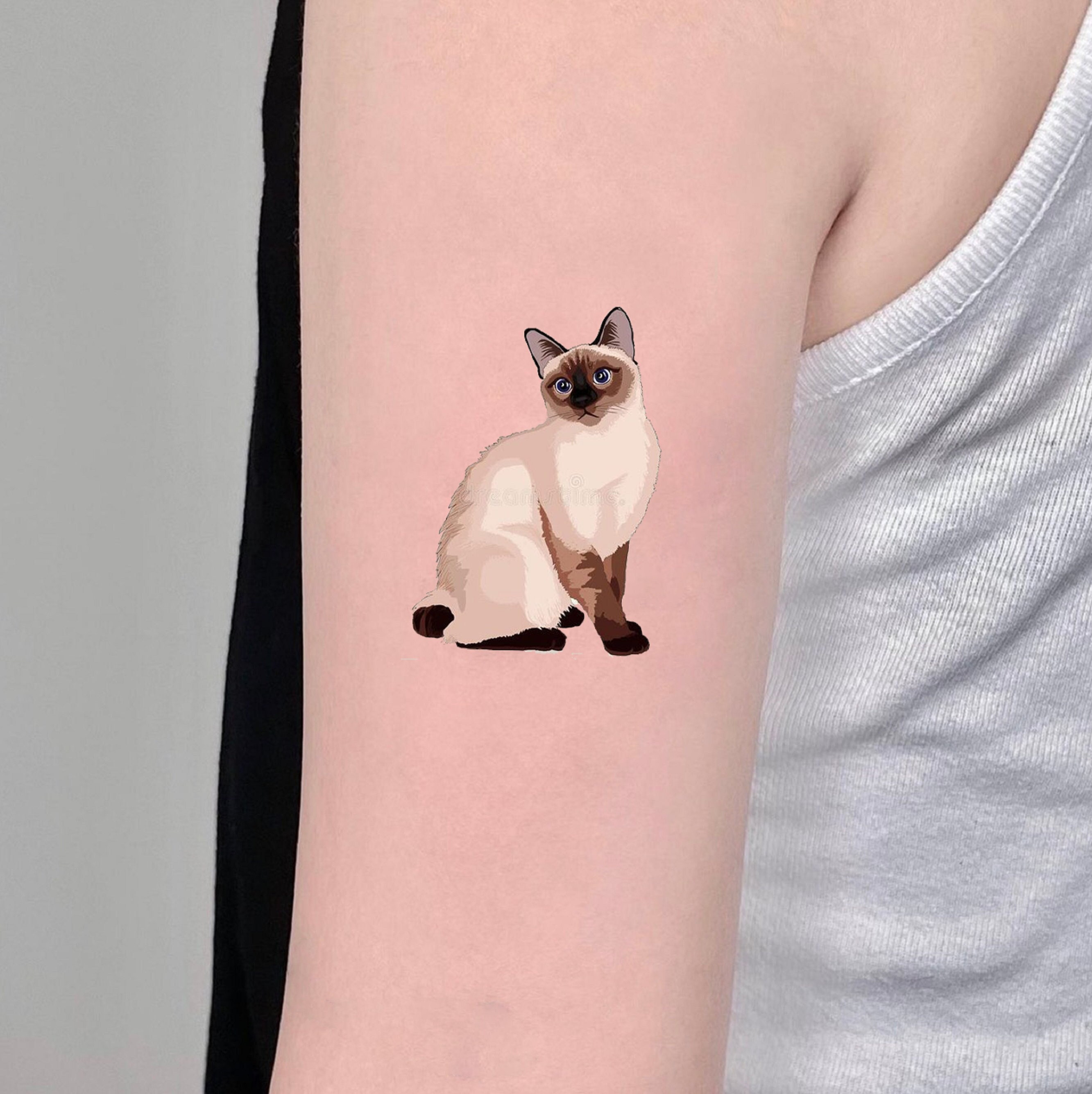 Siamese Cat Silhouette Tattoo
