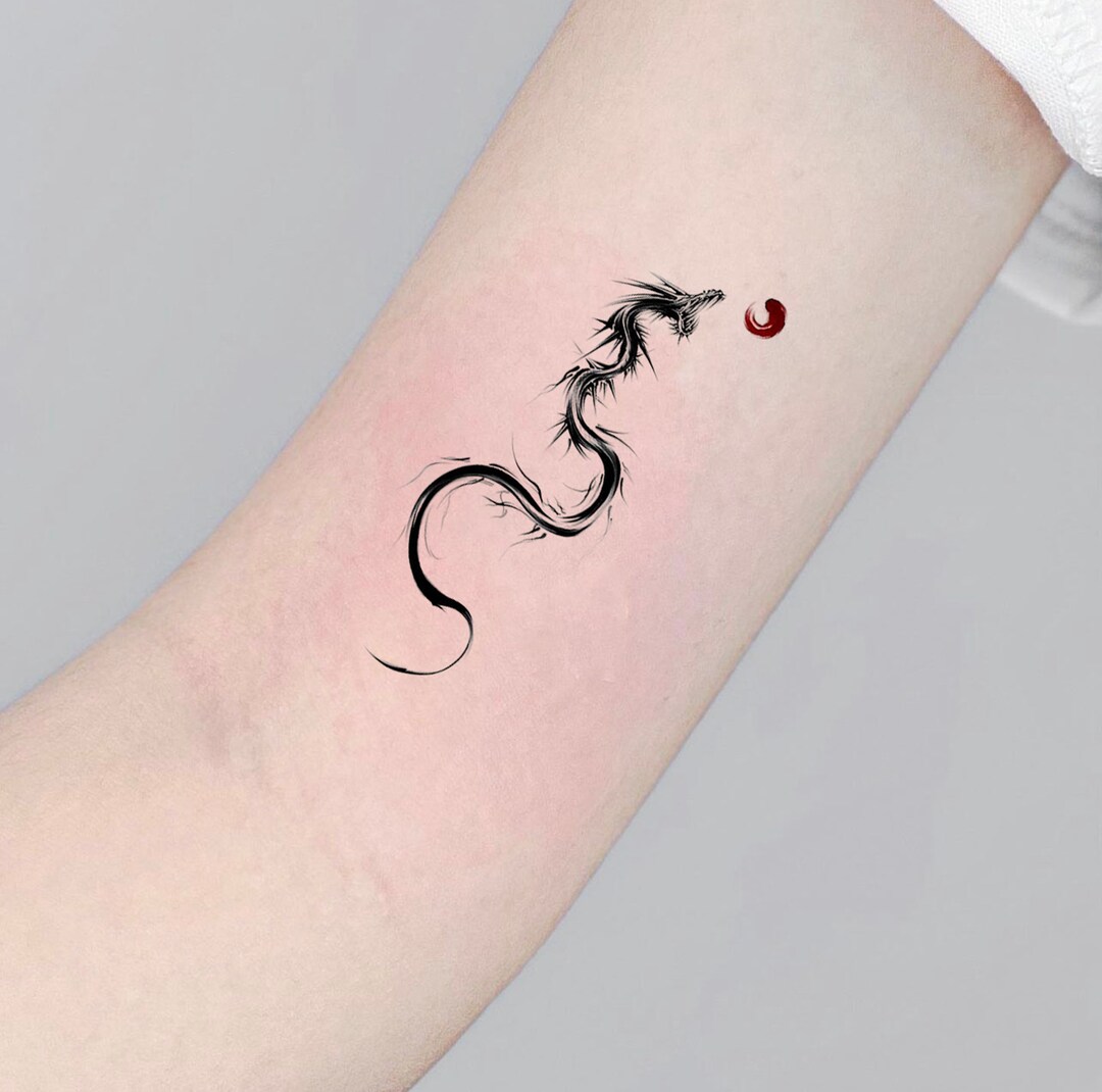Dragon Temporary Tattoo, Fake Tattoo, Removable Tattoo, Black Tattoo ...