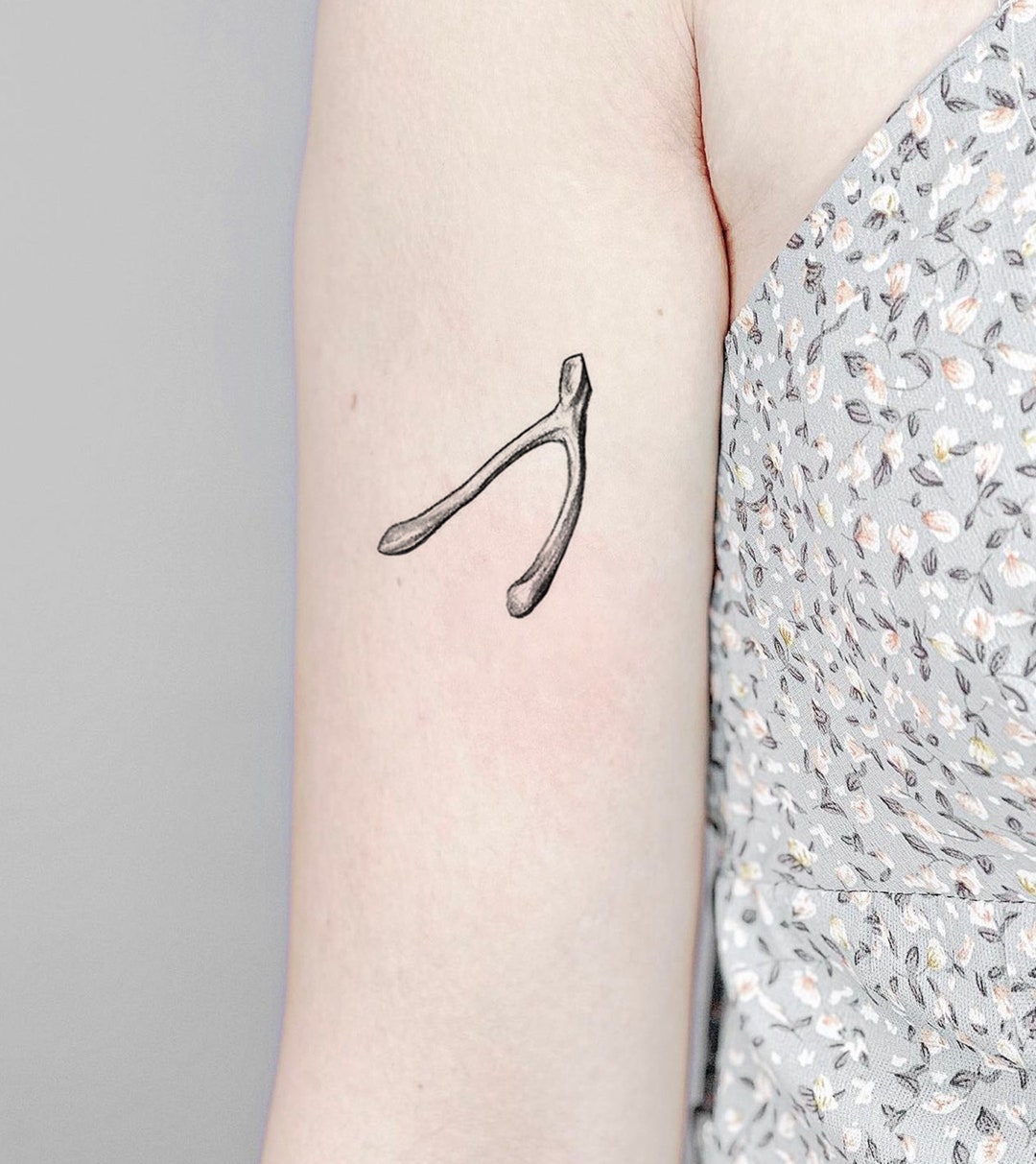 Wishbone Temporary Tattoo, Fake Tattoo, Removable Tattoo, Tiny Tattoo ...
