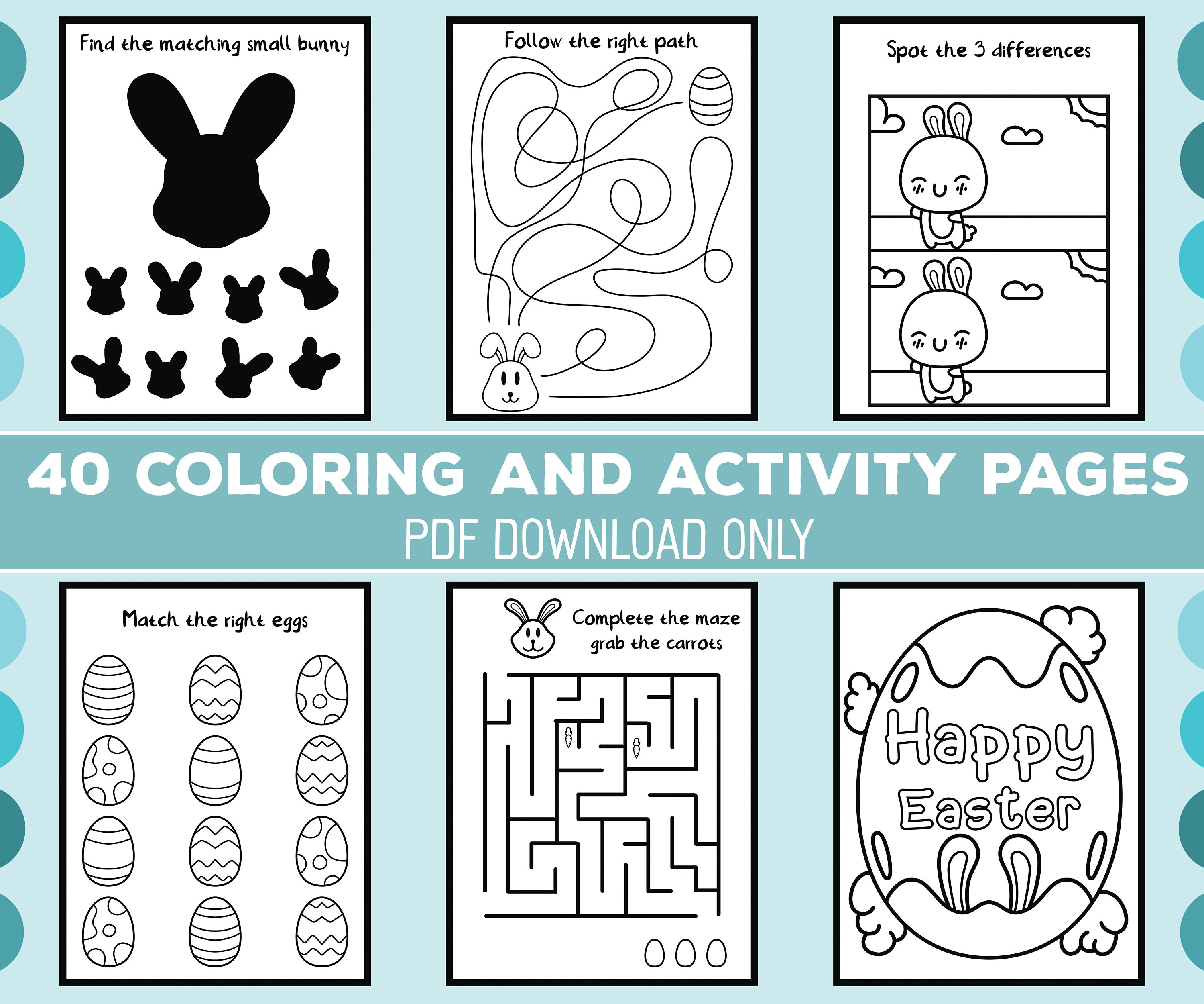 Easter Coloring Pages 40 Printable Easter Coloring and - Etsy