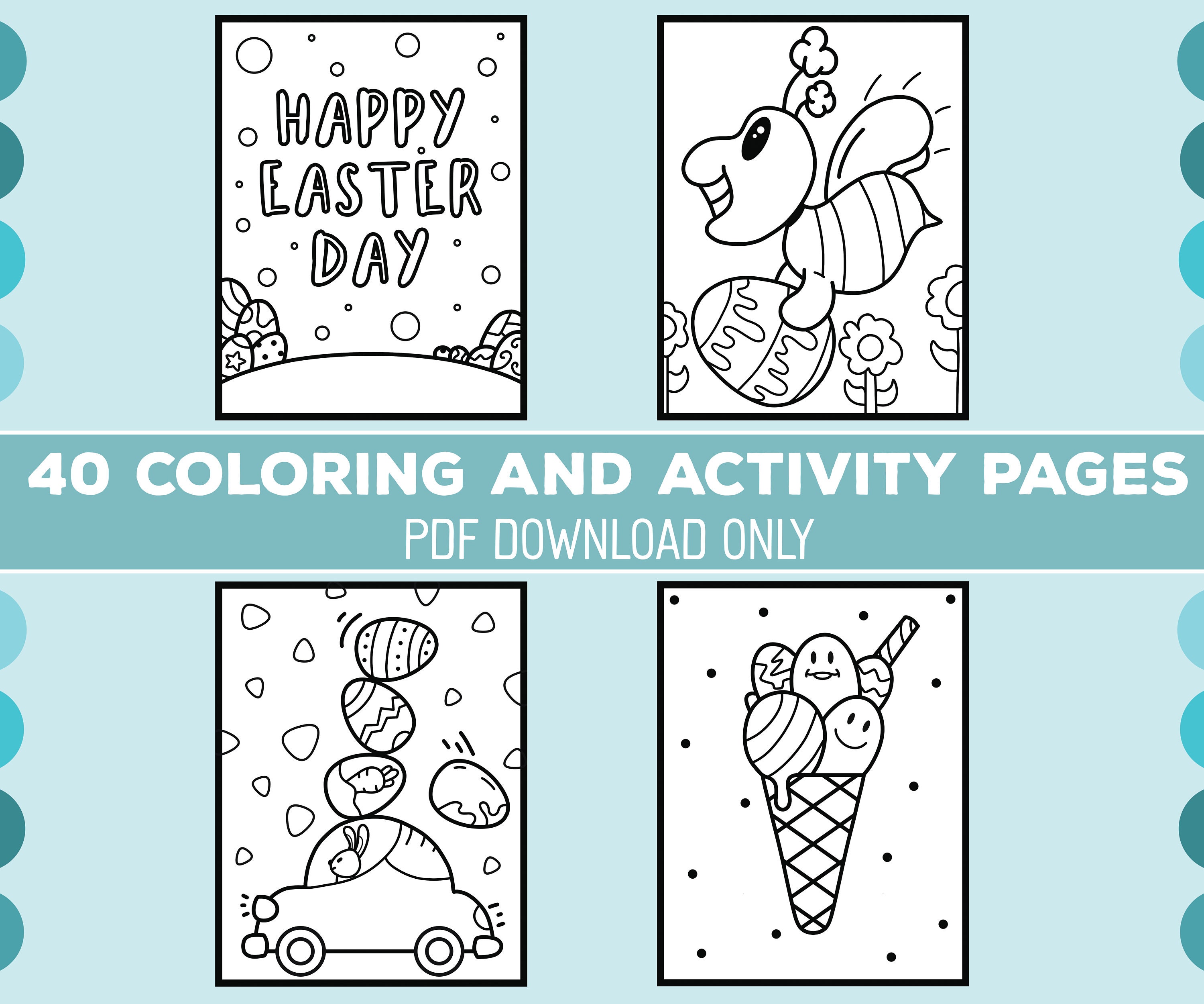 Easter Coloring Pages 40 Printable Easter Coloring and - Etsy