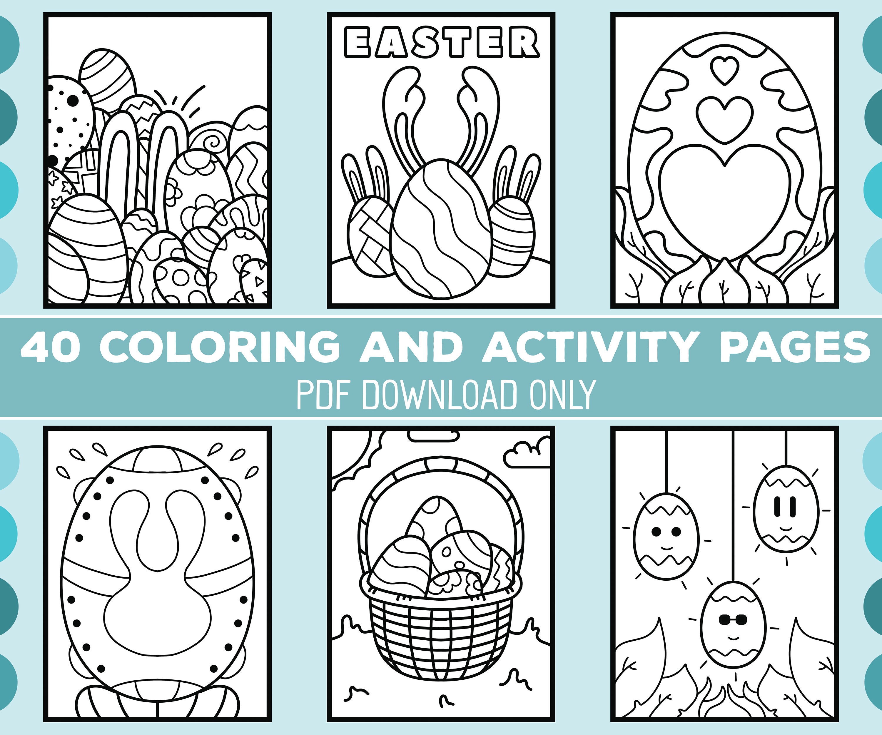 Easter Coloring Pages 40 Printable Easter Coloring and - Etsy