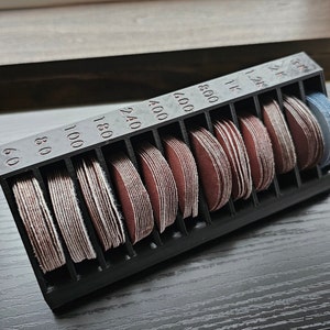 12 Slot Sandpaper Disc Holder | 2 Inch (50mm) | Garage Organization ...
