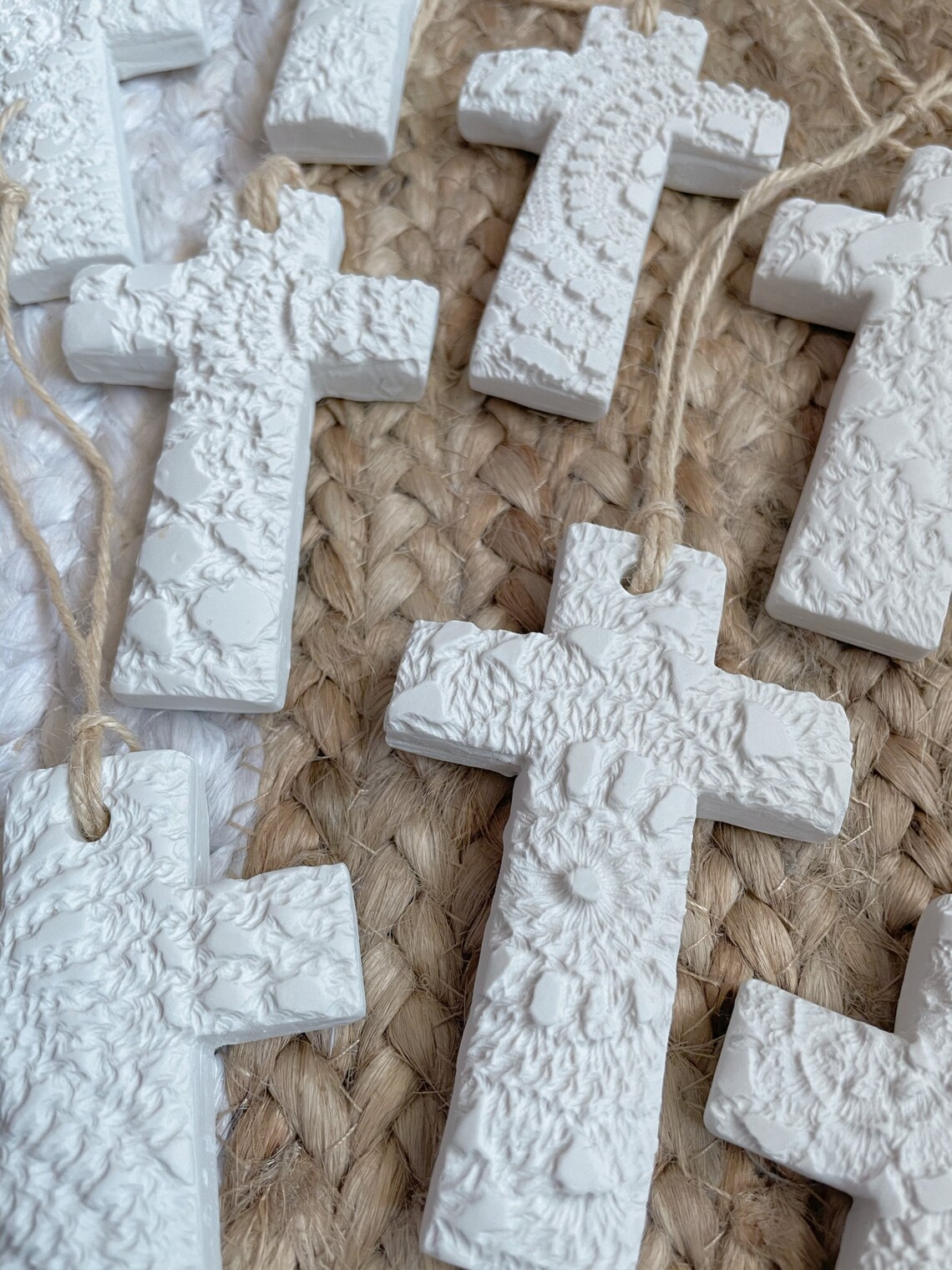 Textured Large Clay Cross Crucifix Hanging Ornament | Etsy