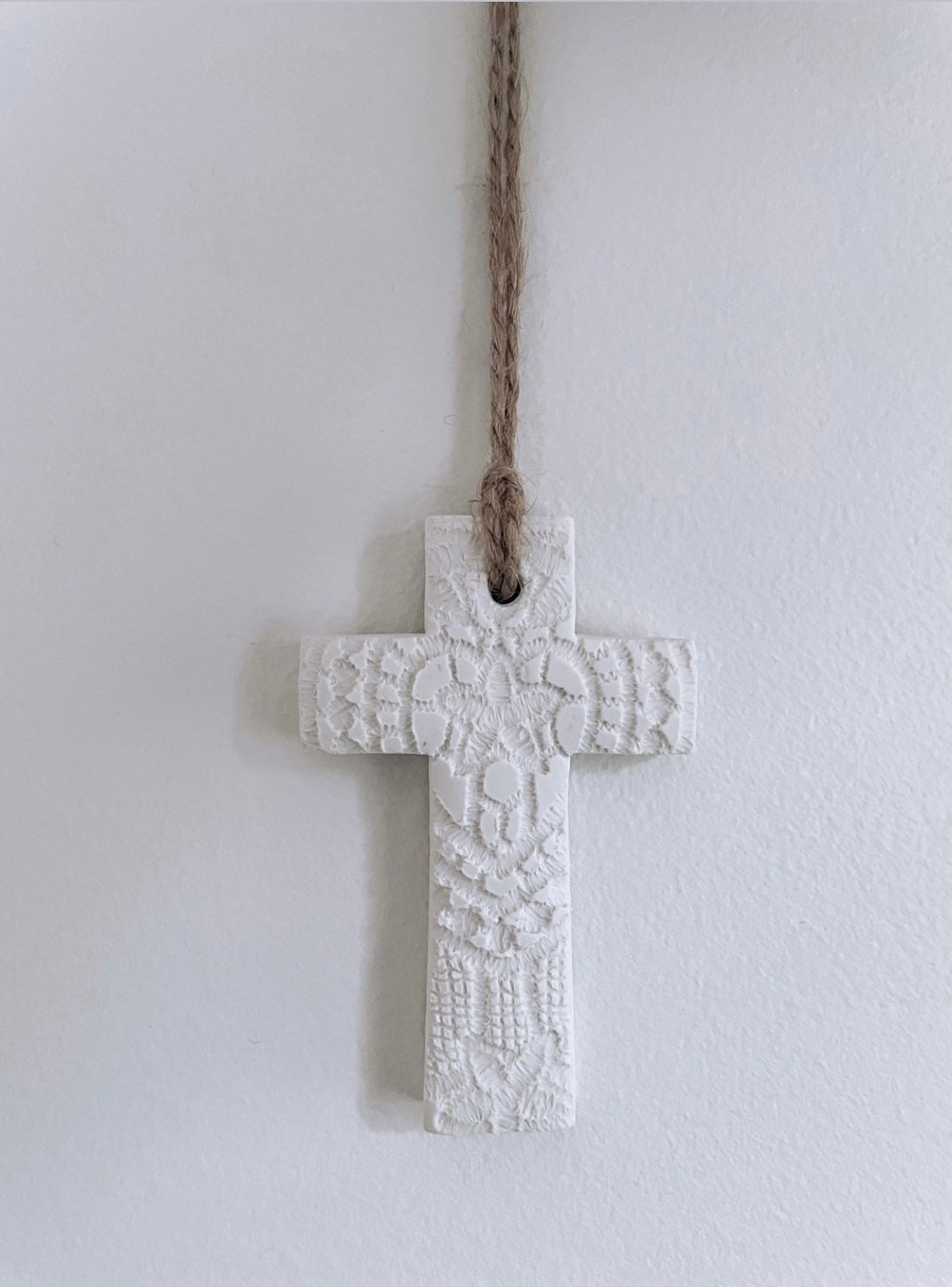 Textured Large Clay Cross Crucifix Hanging Ornament Bomboniere Gift ...