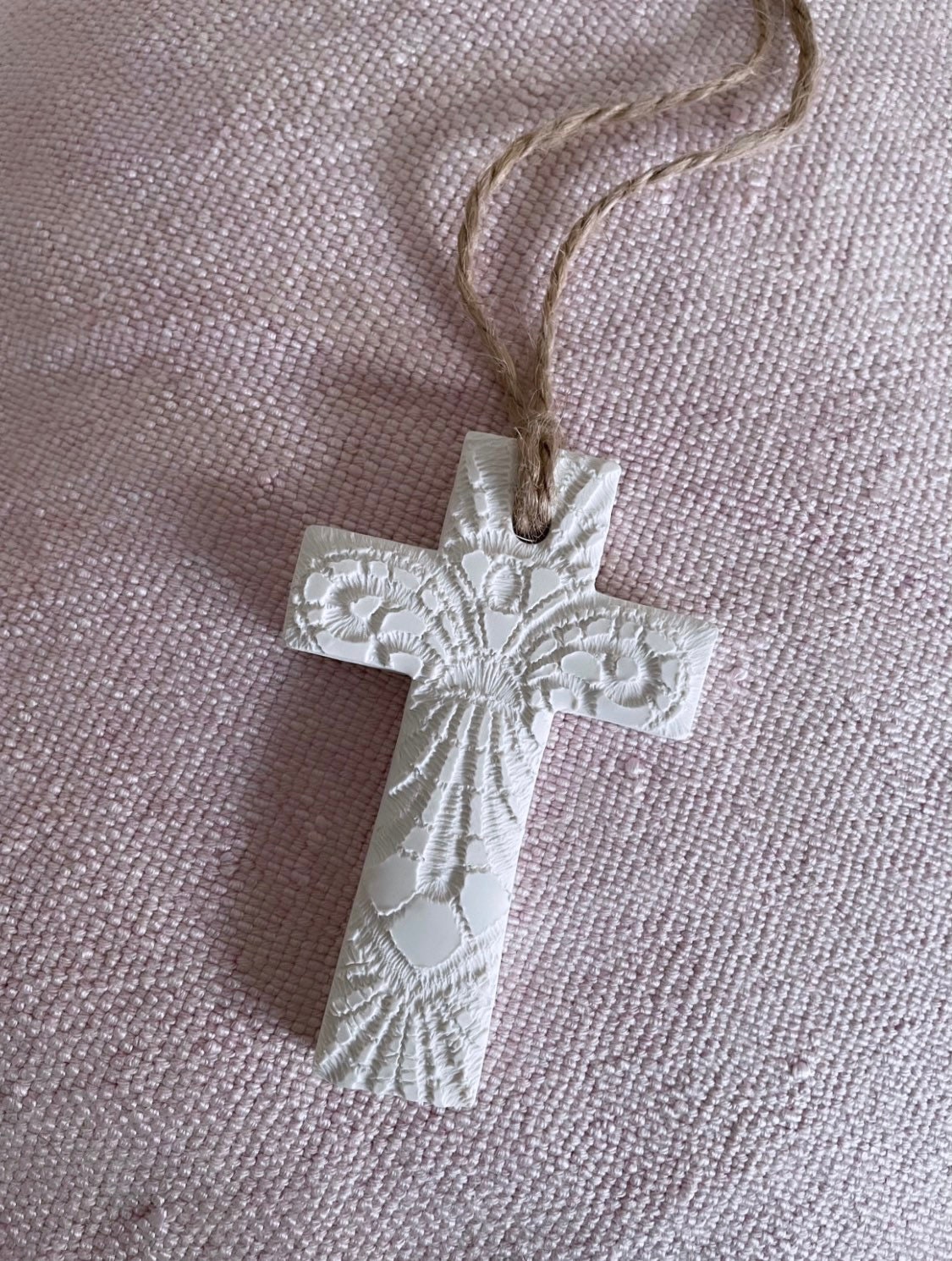 Textured Large Clay Cross Crucifix Hanging Ornament Bomboniere Gift ...