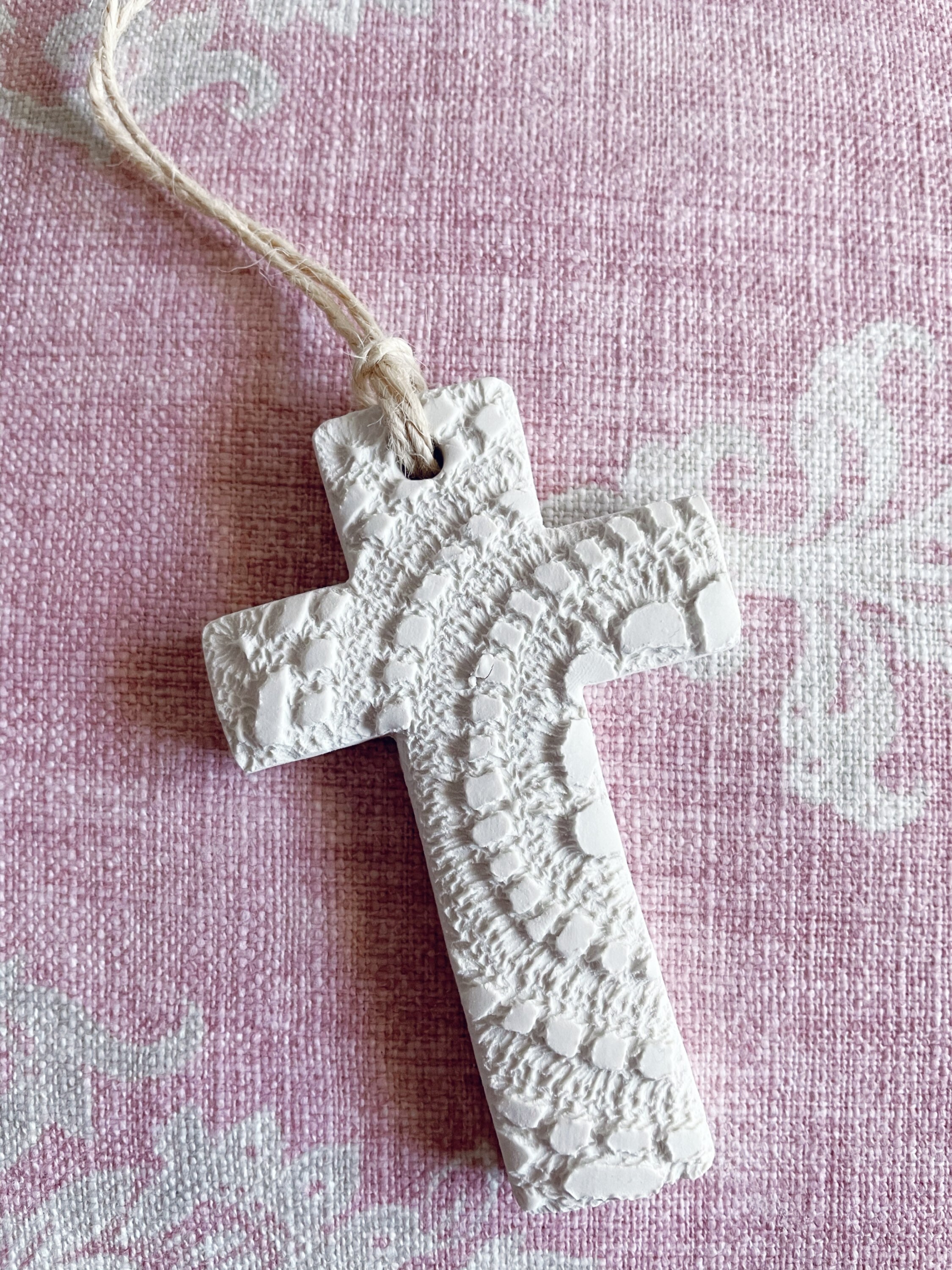 Textured Large Clay Cross Crucifix Hanging Ornament Bomboniere Gift ...