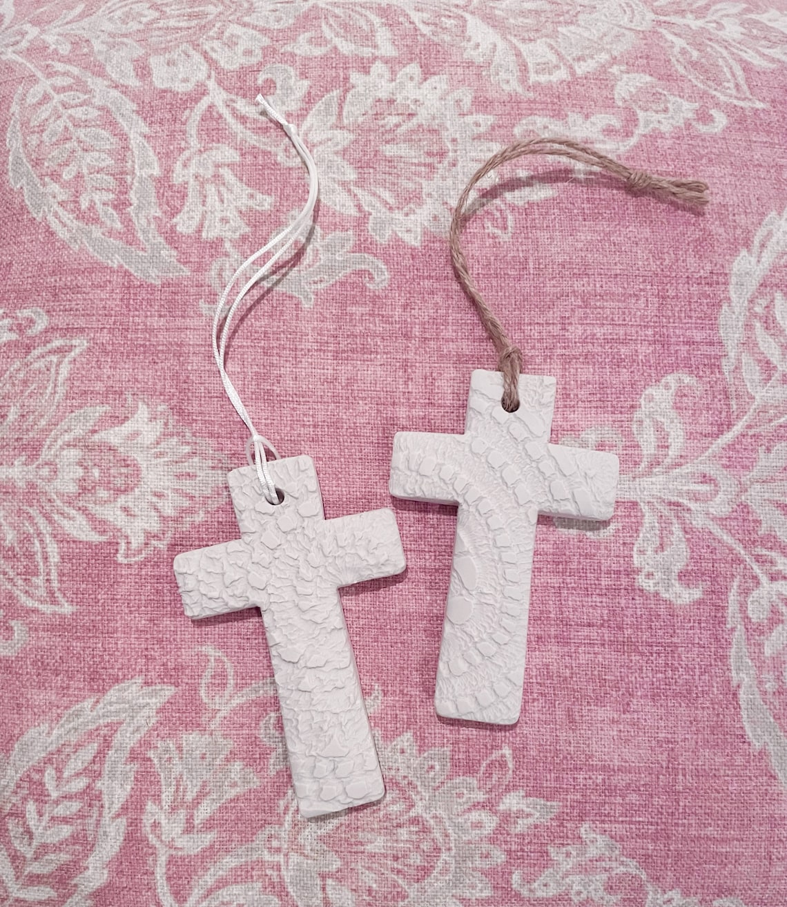 Textured Large Clay Cross Crucifix Hanging Ornament | Etsy