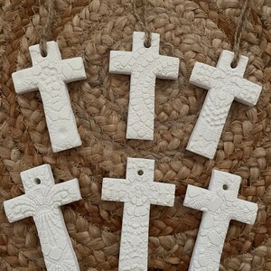 Textured Large Clay Cross Crucifix Hanging Ornament Bomboniere Gift ...