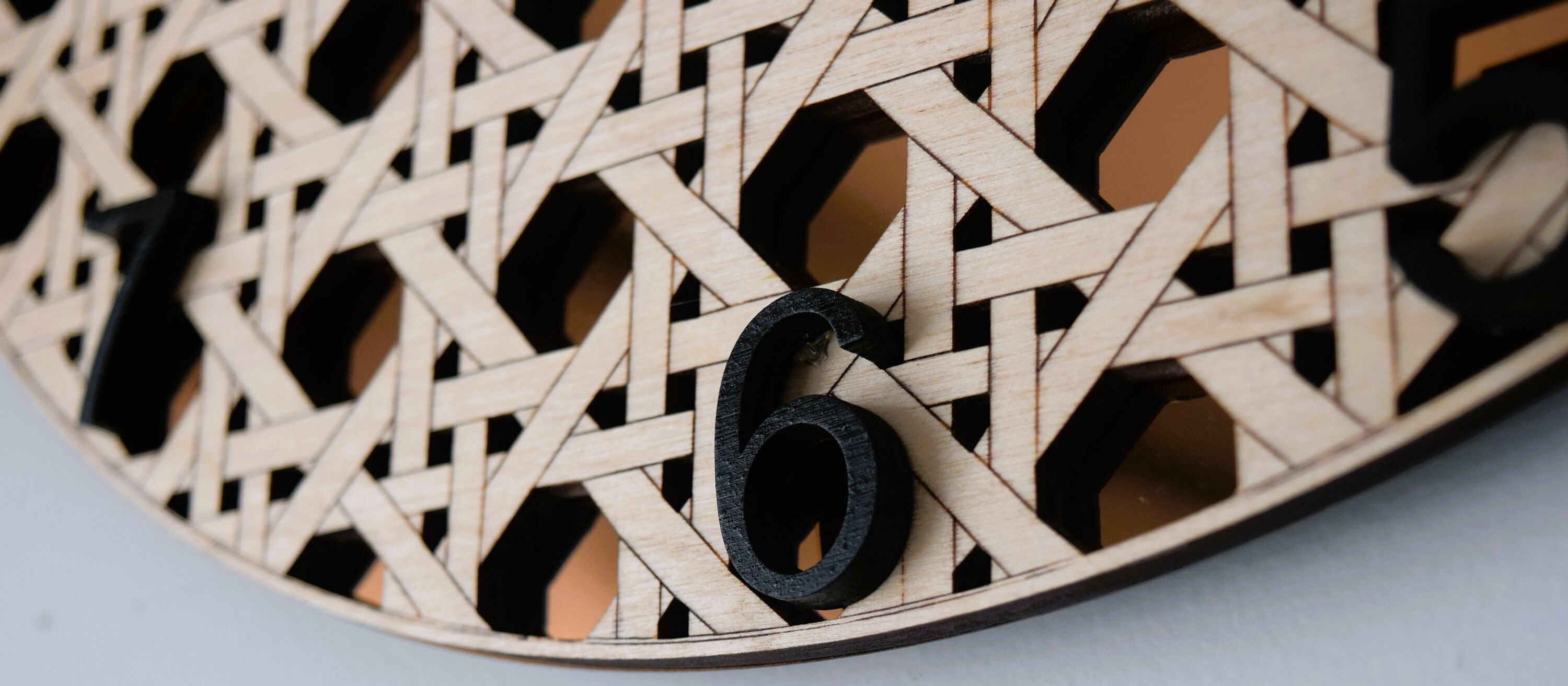 Faux Cane Weave Wall Clock Wooden Clock With Mirrored Back Faux Rattan ...