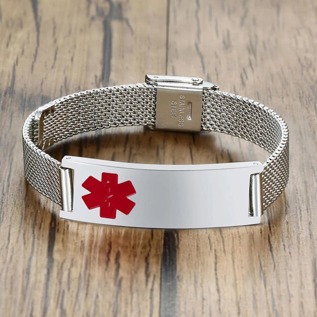 Quality Mesh Medical ID Bracelet - Free Engraving - Etsy