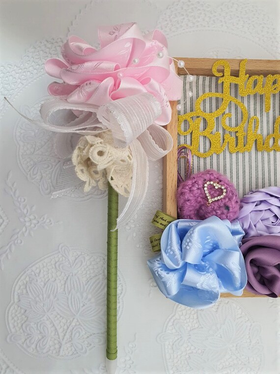 1 Ribbon Flower Ballpoint Pen and Ribbon Flower Frame. Two | Etsy