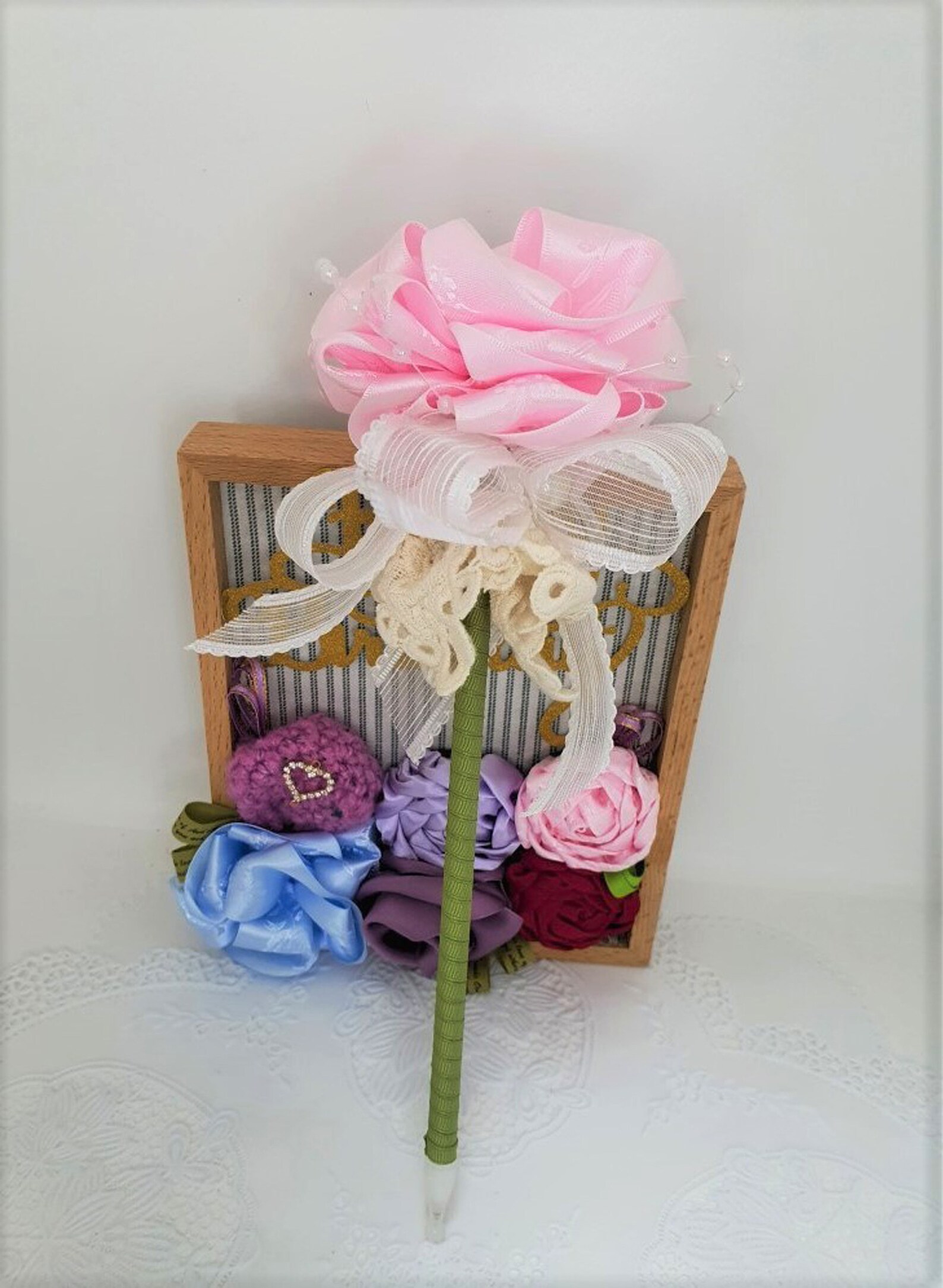 1 Ribbon Flower Ballpoint Pen and Ribbon Flower Frame. Two | Etsy